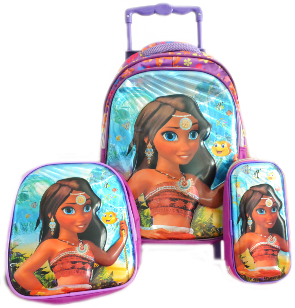 Kit Mochila com Rodinhas Moana Lilás | Drica Fashion